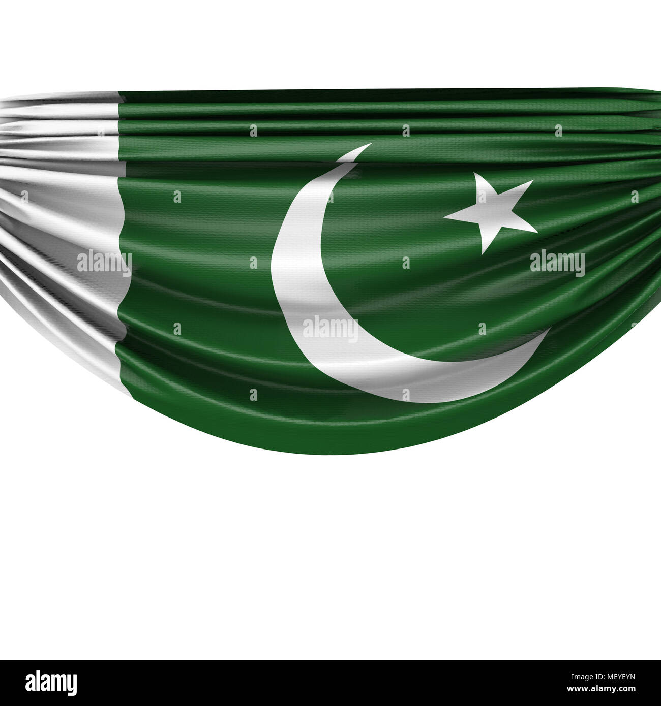 Pakistan national flag hanging fabric banner. 3D Rendering Stock Photo ...