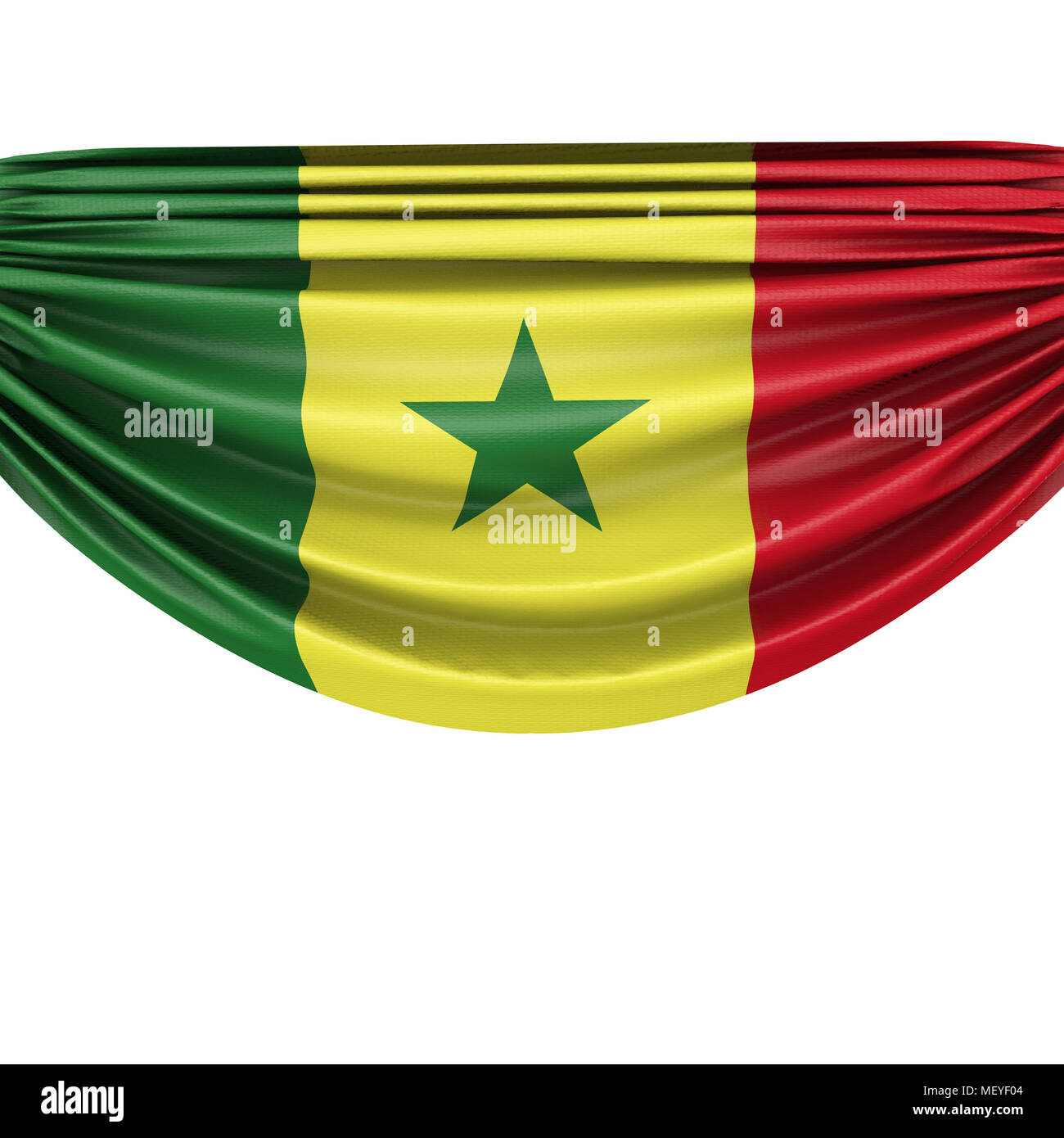Senegal national flag hanging fabric banner. 3D Rendering Stock Photo ...