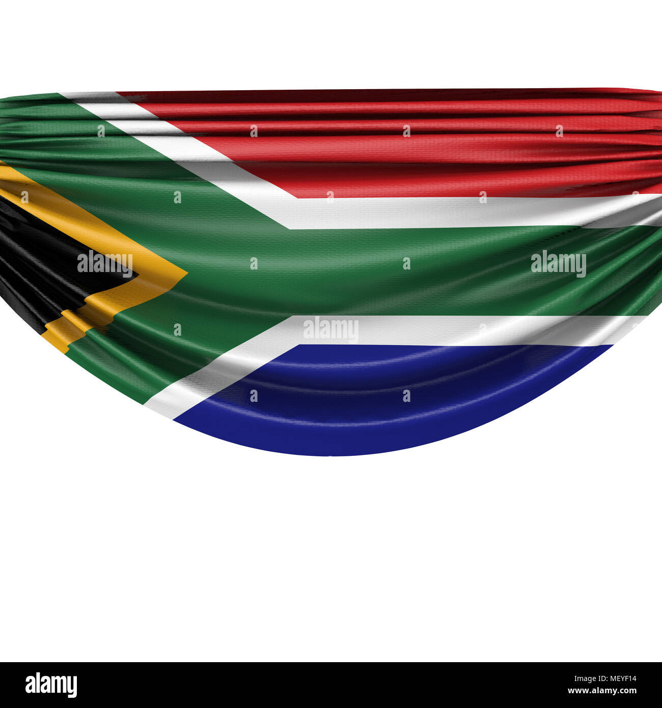 South Africa national flag hanging fabric banner. 3D Rendering Stock ...