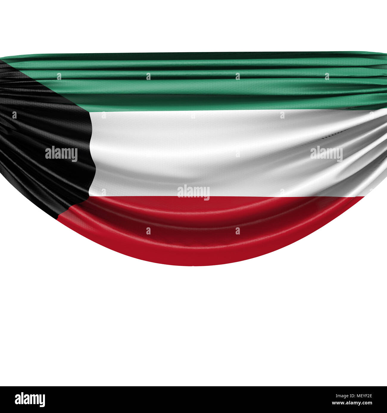 Kuwait national flag hanging fabric banner. 3D Rendering Stock Photo ...