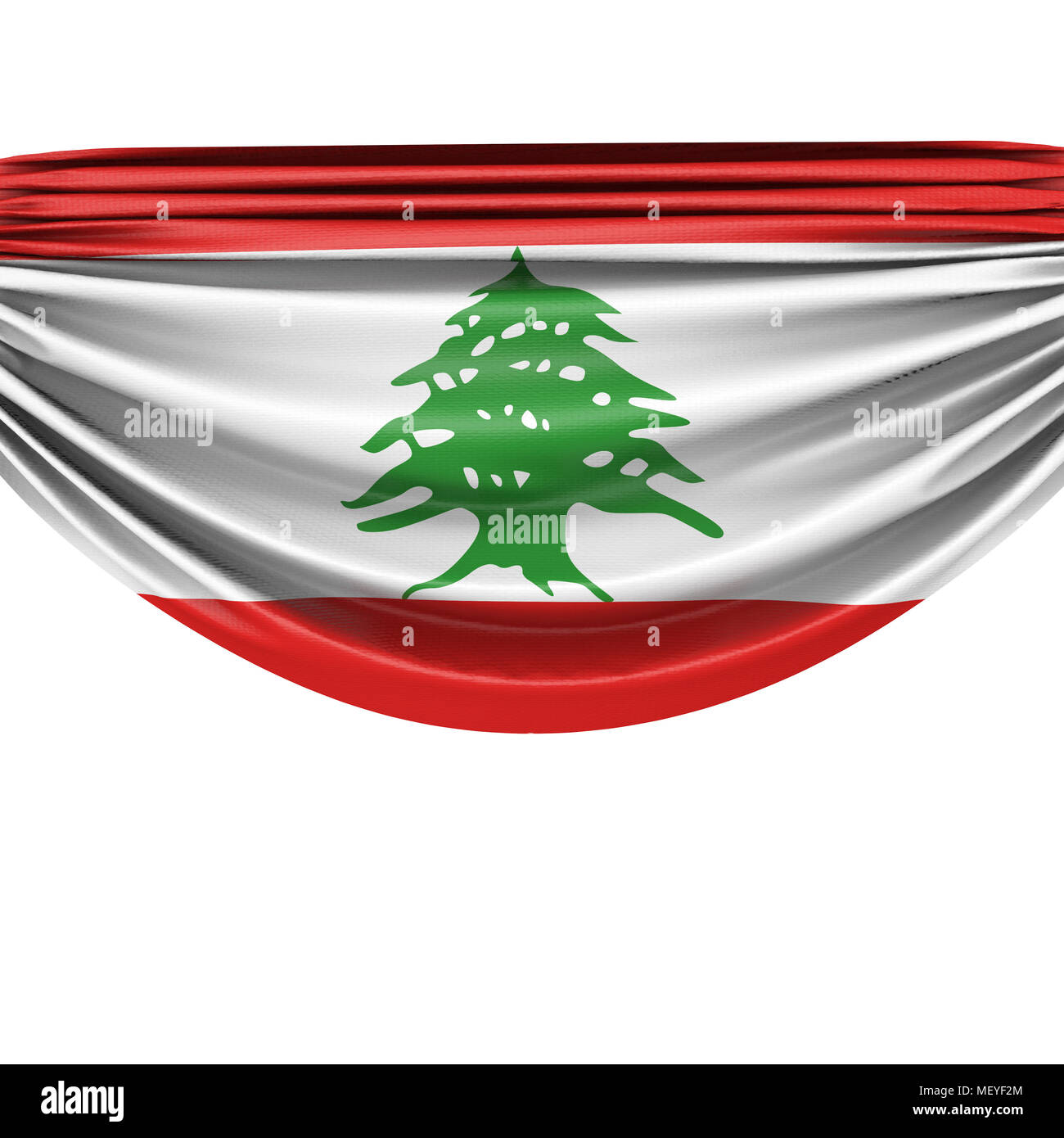 Lebanon national flag hanging fabric banner. 3D Rendering Stock Photo ...