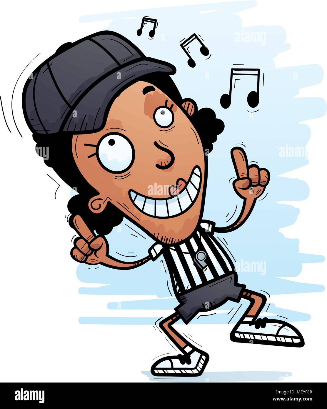 A cartoon illustration of a black woman referee dancing Stock Vector ...
