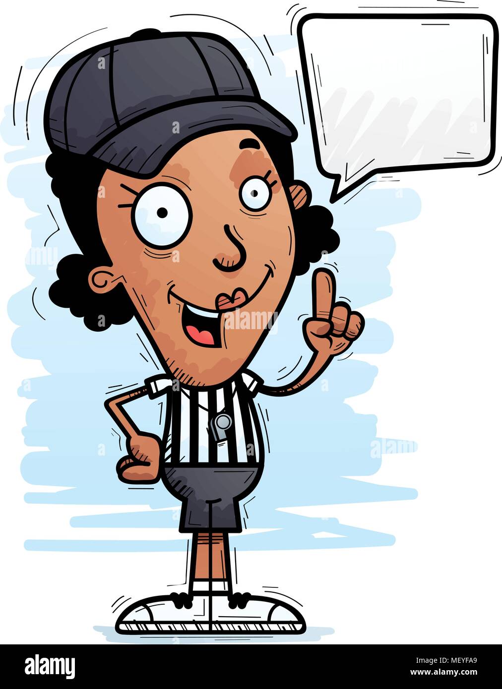 A cartoon illustration of a black woman referee talking Stock Vector ...