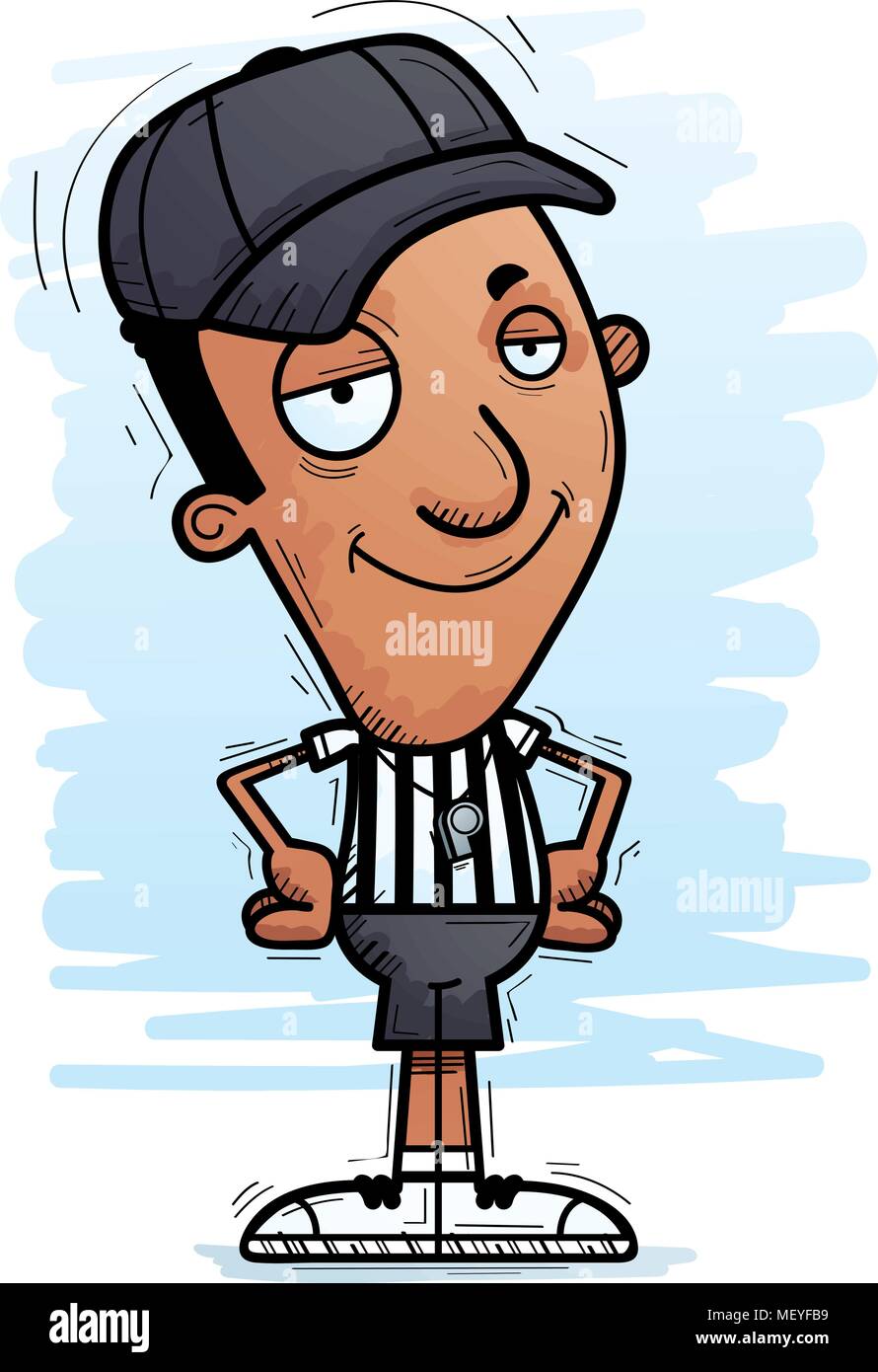 A cartoon illustration of a black man referee looking confident Stock ...