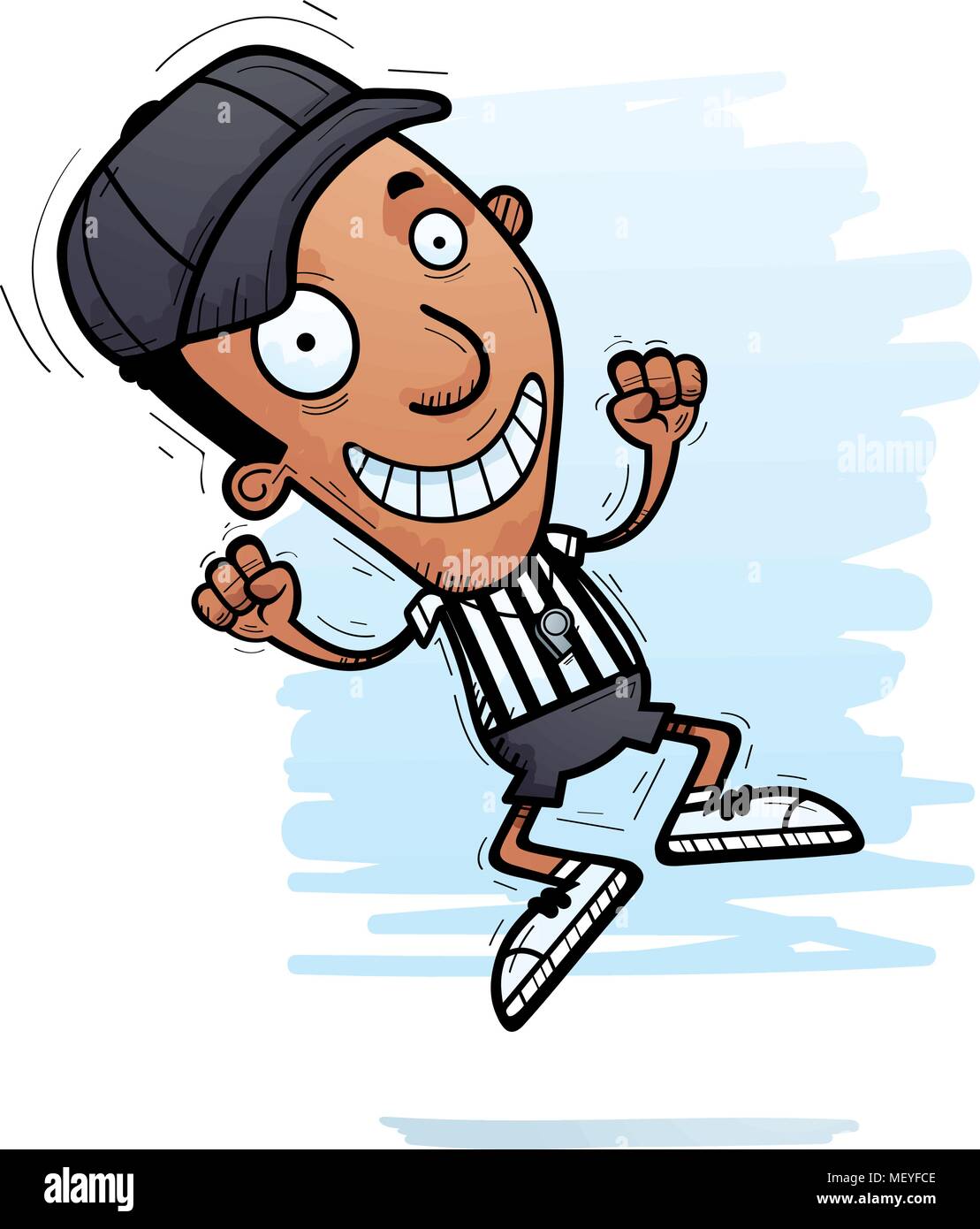 A cartoon illustration of a black man referee jumping Stock Vector ...
