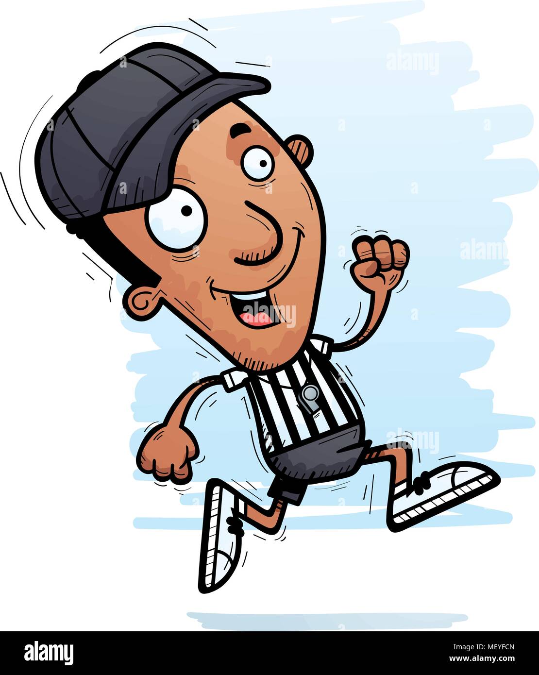 A cartoon illustration of a black man referee running Stock Vector ...