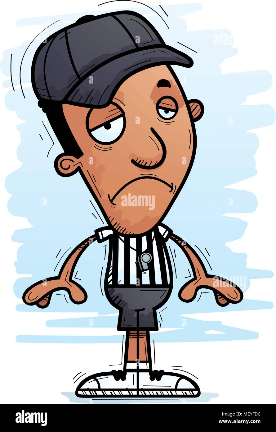 A cartoon illustration of a black man referee looking sad Stock Vector ...