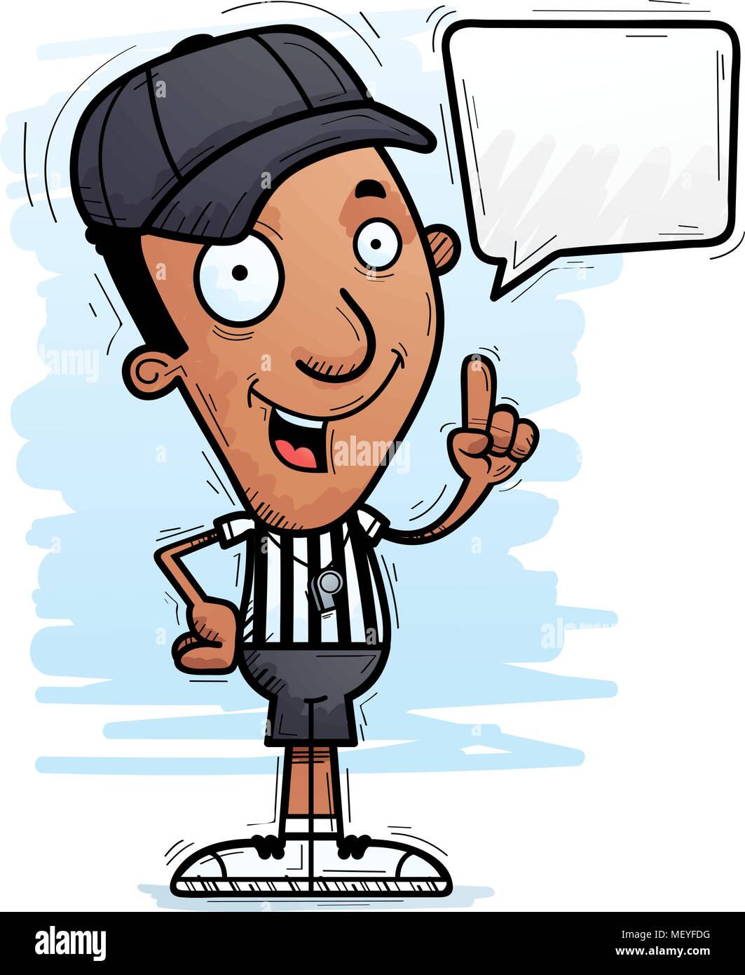 A cartoon illustration of a black man referee talking Stock Vector ...