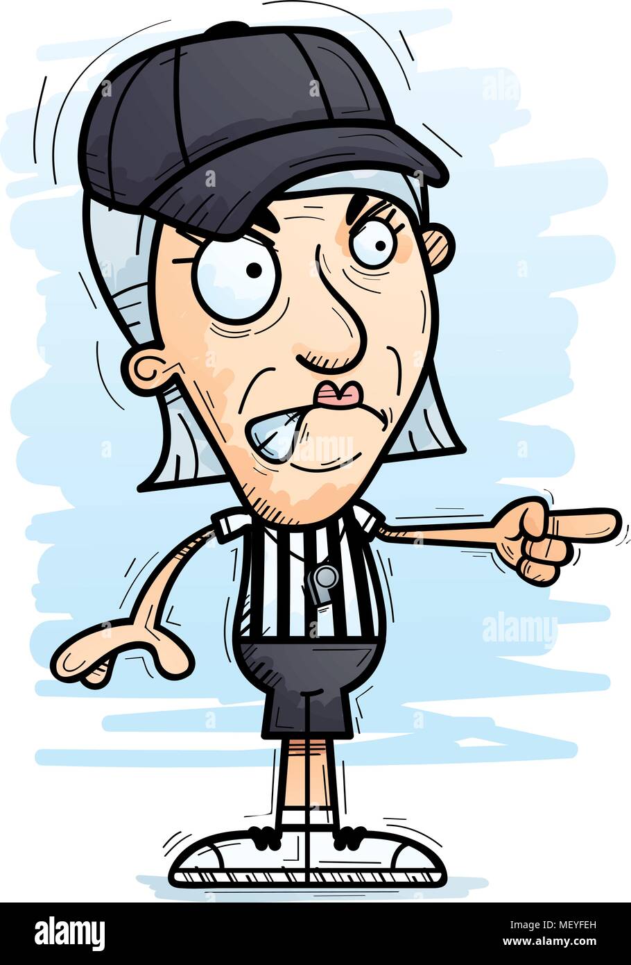 A cartoon illustration of a senior citizen woman referee looking angry ...