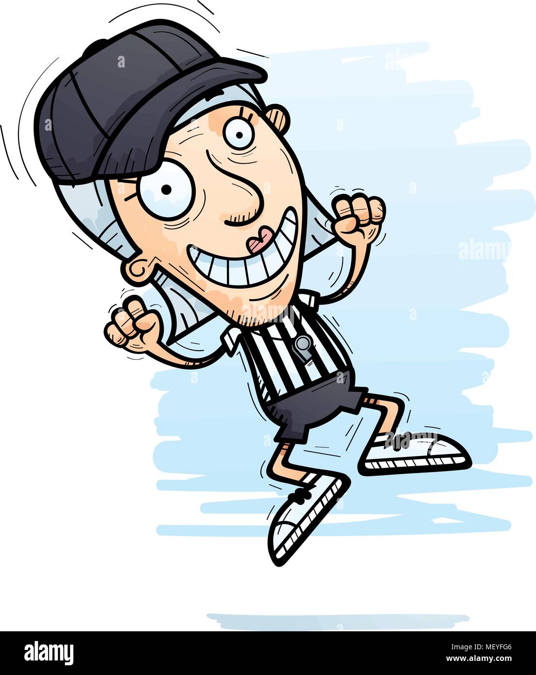 A cartoon illustration of a senior citizen woman referee jumping Stock ...