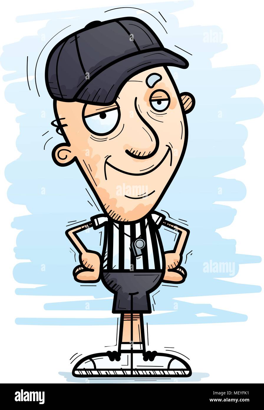 A cartoon illustration of a senior citizen man referee looking ...