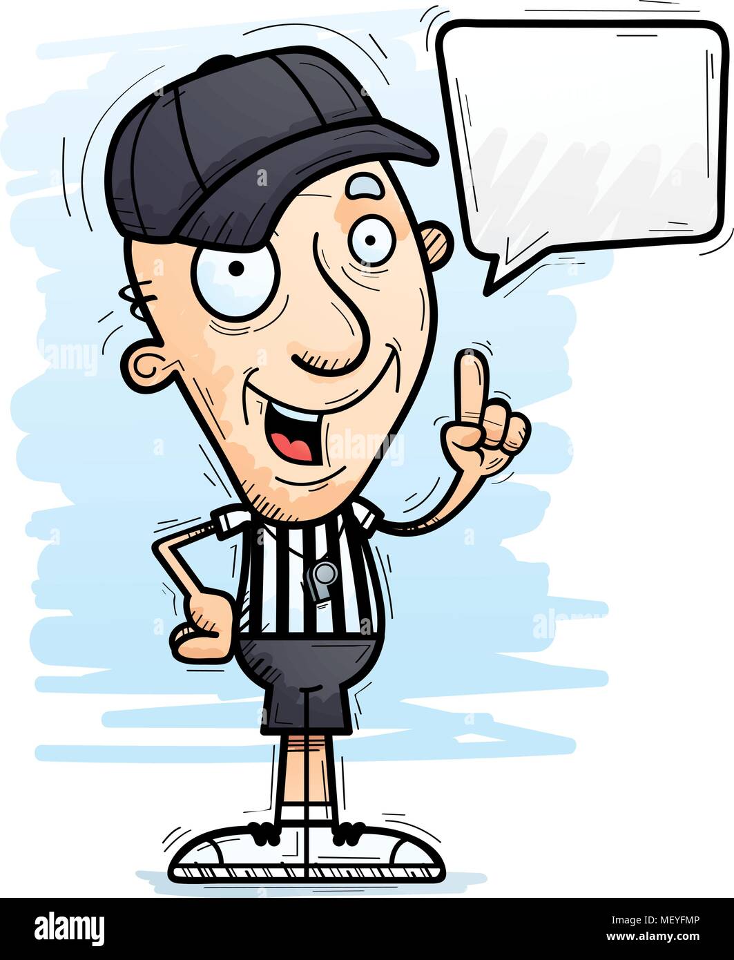 A cartoon illustration of a senior citizen man referee talking Stock ...