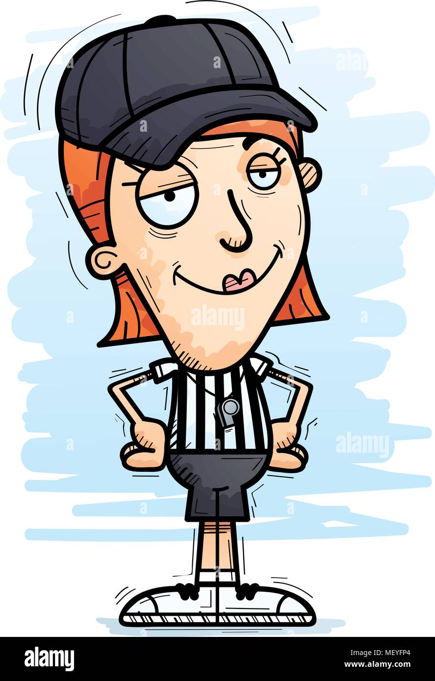 A cartoon illustration of a woman referee looking confident Stock ...