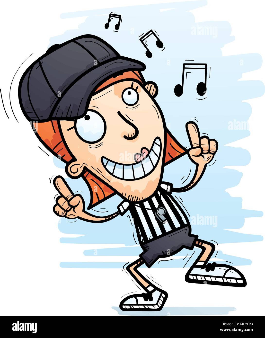 A cartoon illustration of a woman referee dancing Stock Vector Image ...