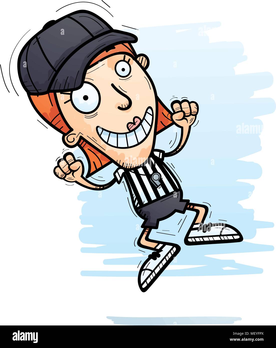 A cartoon illustration of a woman referee jumping Stock Vector Image ...