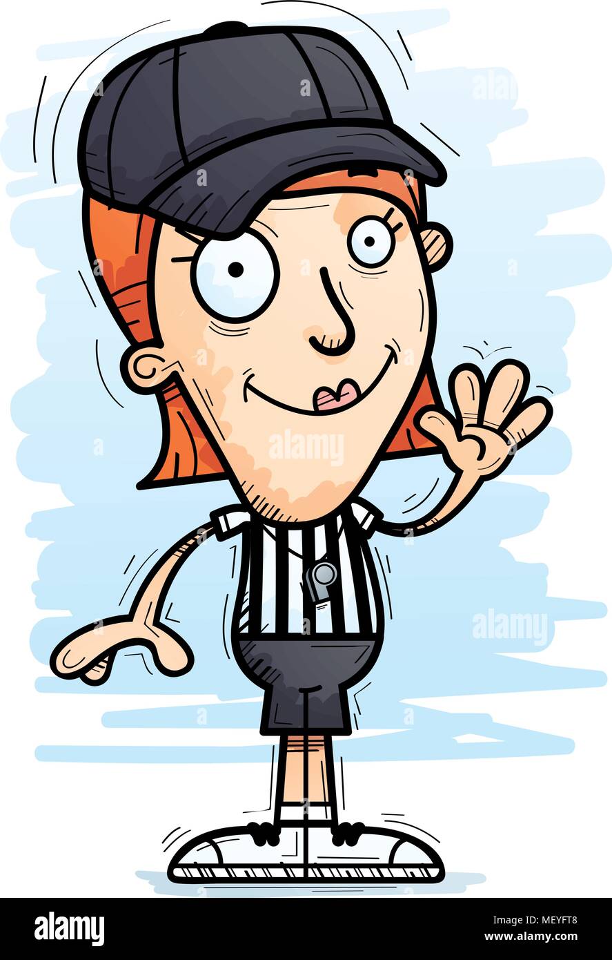 A cartoon illustration of a woman referee waving Stock Vector Image ...