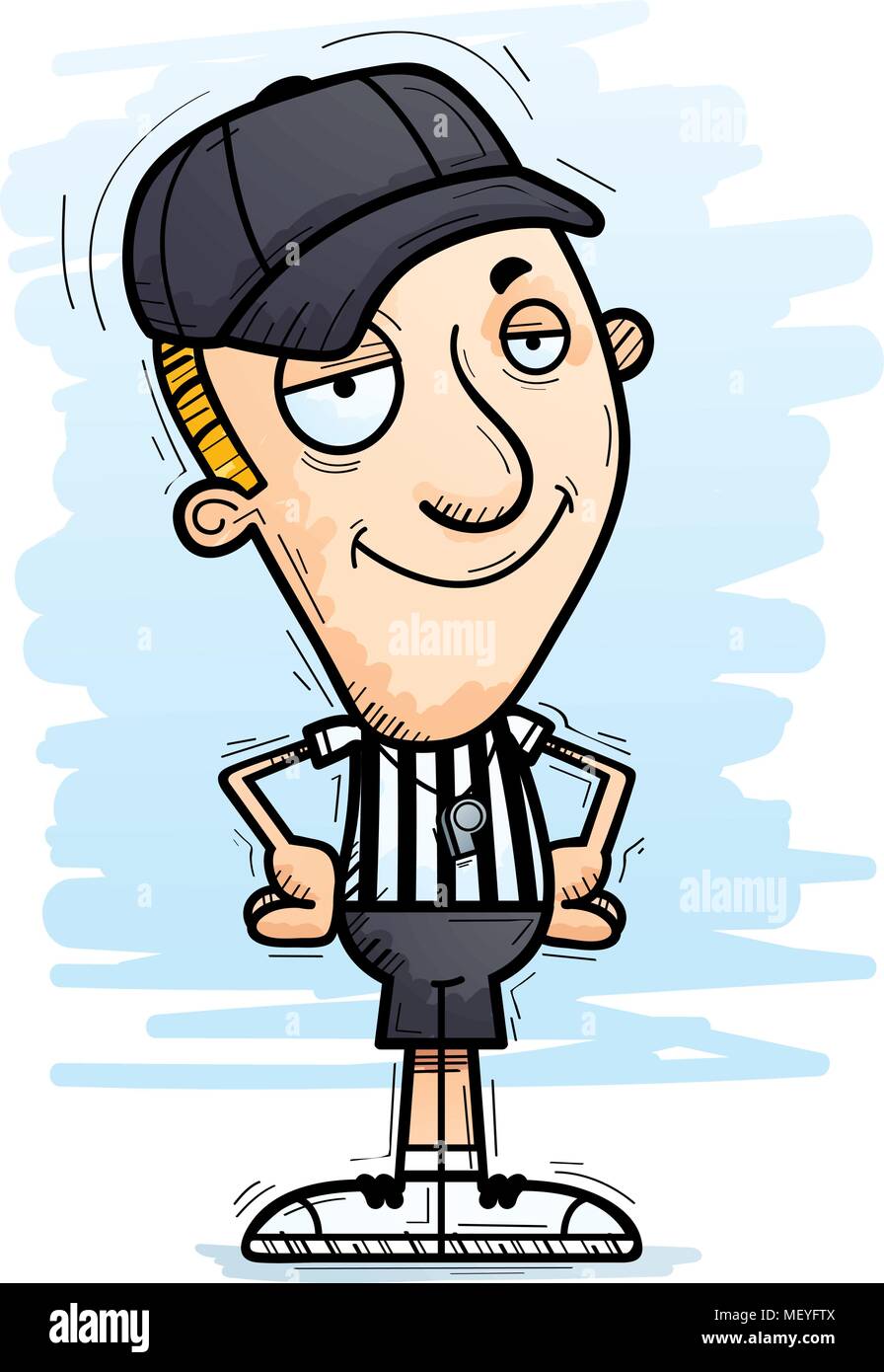 A cartoon illustration of a man referee looking confident Stock Vector ...