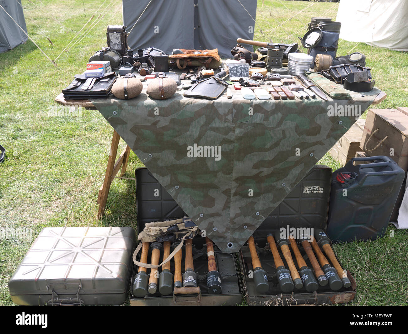 Display of WWII weapons at Rauceby war weekend Lincolnshire Stock Photo ...