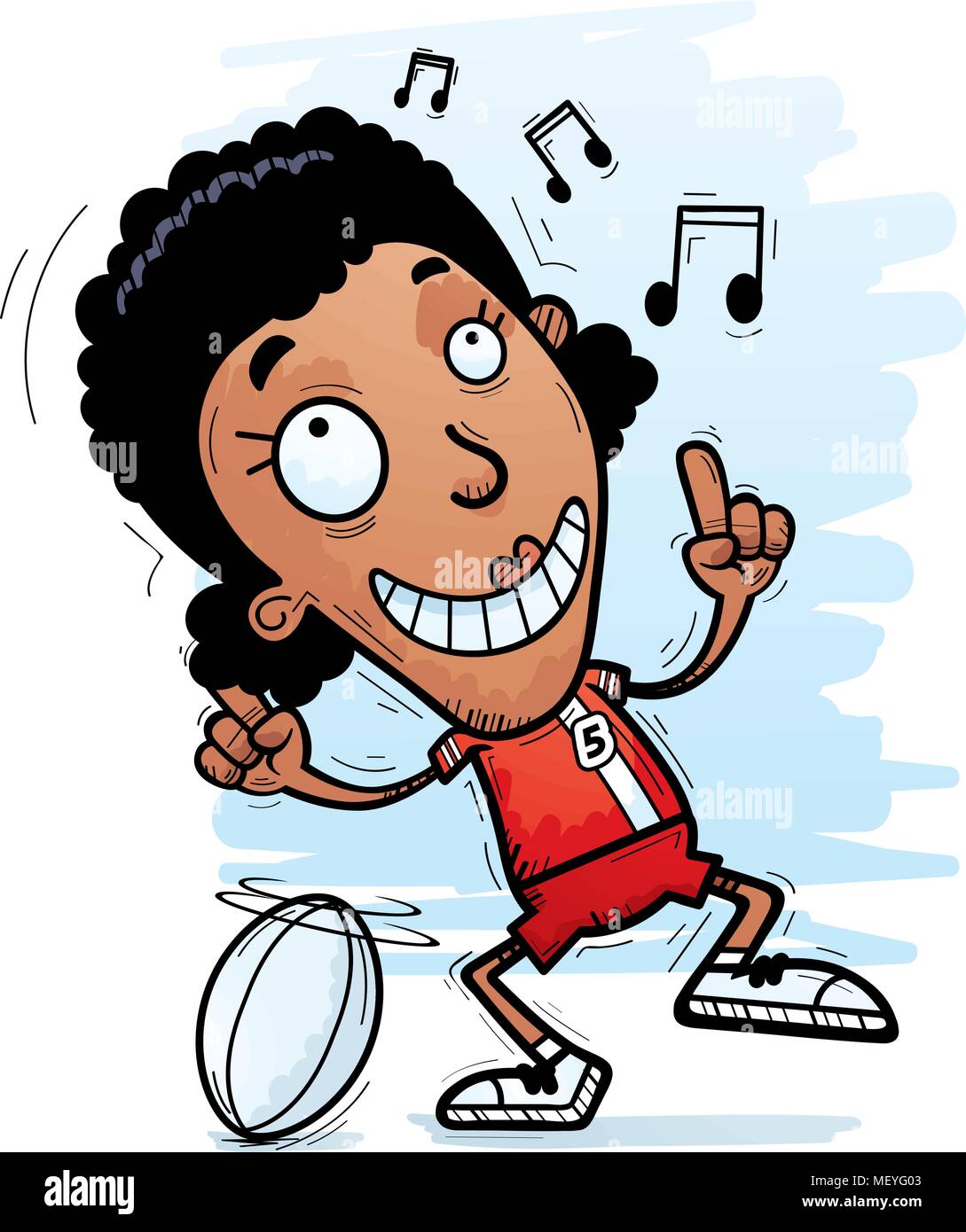 A cartoon illustration of a black woman rugby player dancing Stock ...