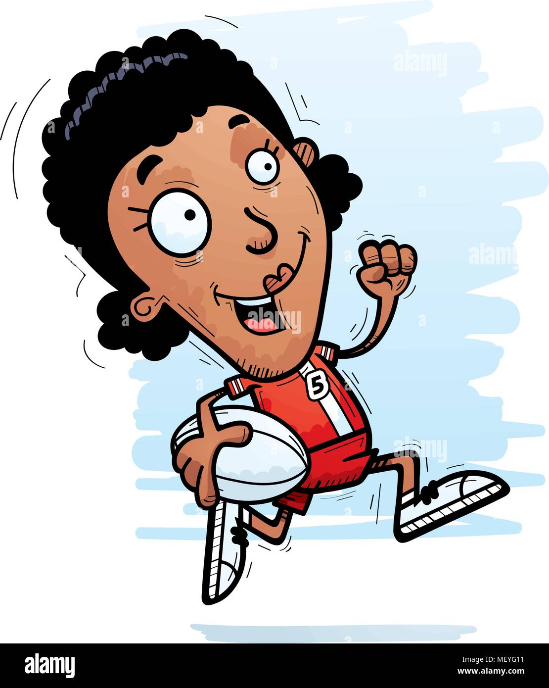 A cartoon illustration of a black woman rugby player running Stock ...