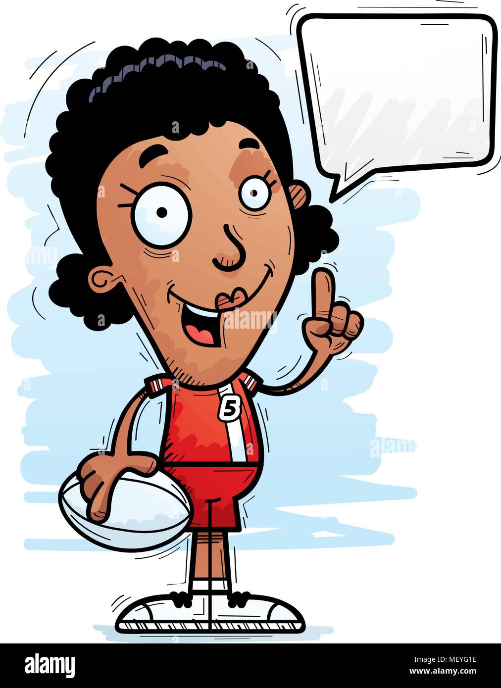 A cartoon illustration of a black woman rugby player talking Stock ...