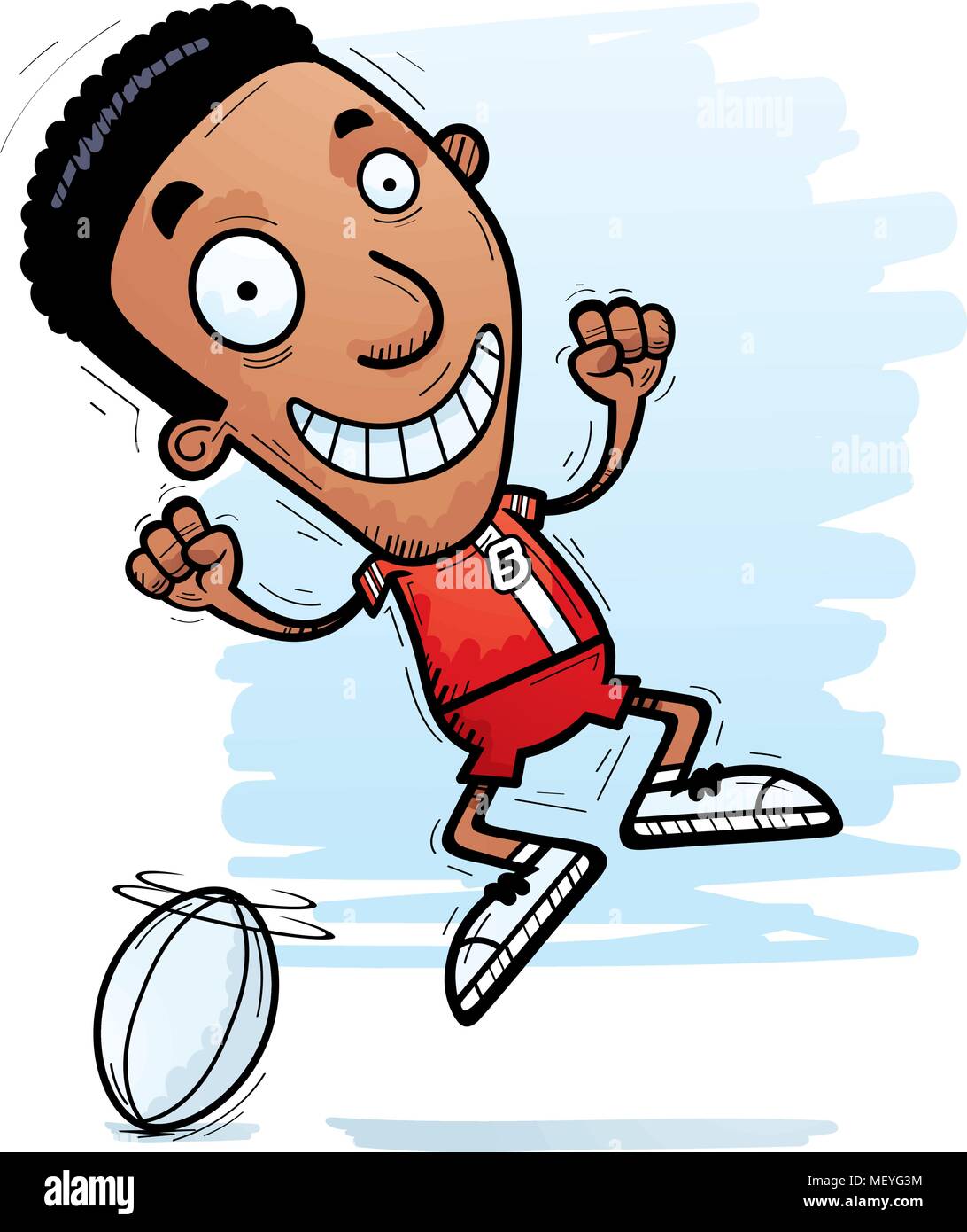 A cartoon illustration of a black man rugby player jumping Stock Vector ...