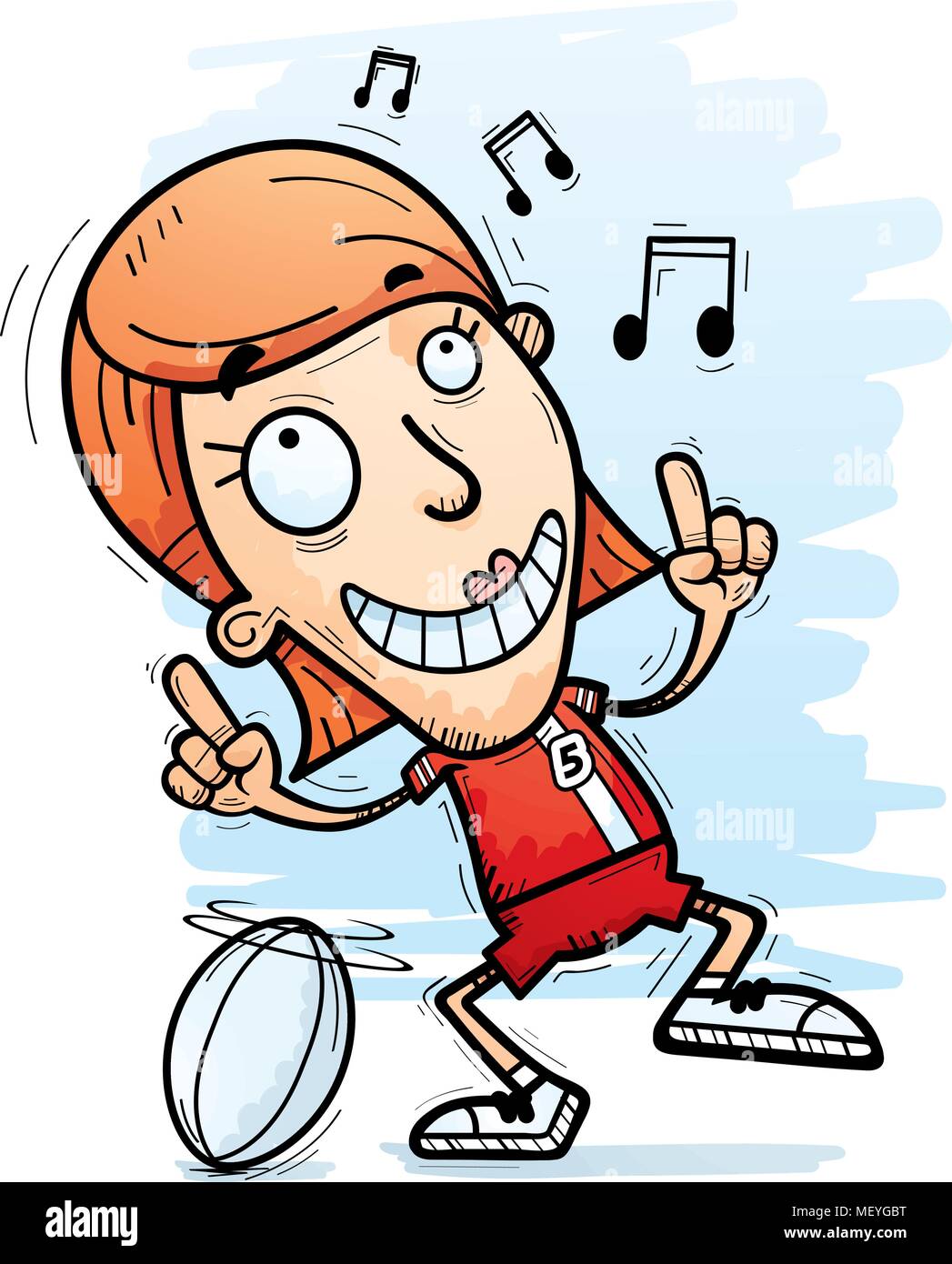 A cartoon illustration of a woman rugby player dancing Stock Vector ...