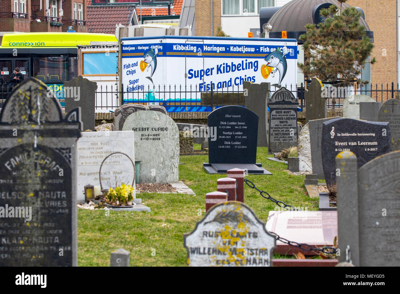 Fast food, Snack stall, fish stall, kibbeling, directly at the cemetery ...
