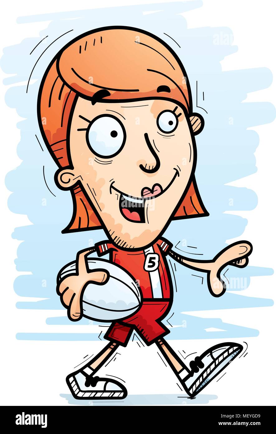 A cartoon illustration of a woman rugby player walking Stock Vector ...