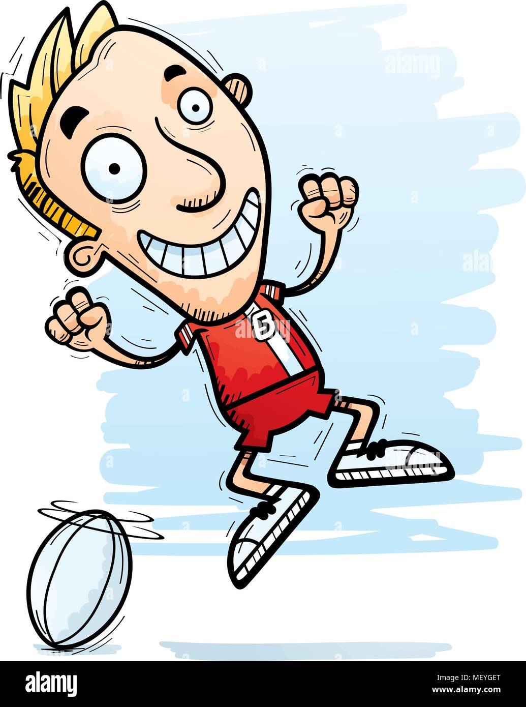 A cartoon illustration of a man rugby player jumping Stock Vector Image ...
