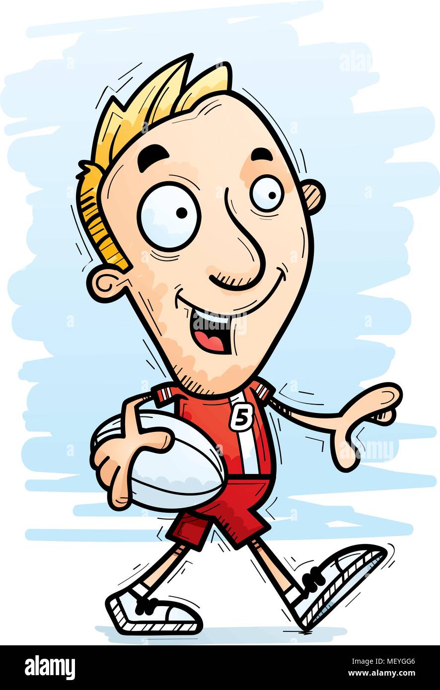 A cartoon illustration of a man rugby player walking Stock Vector Image ...