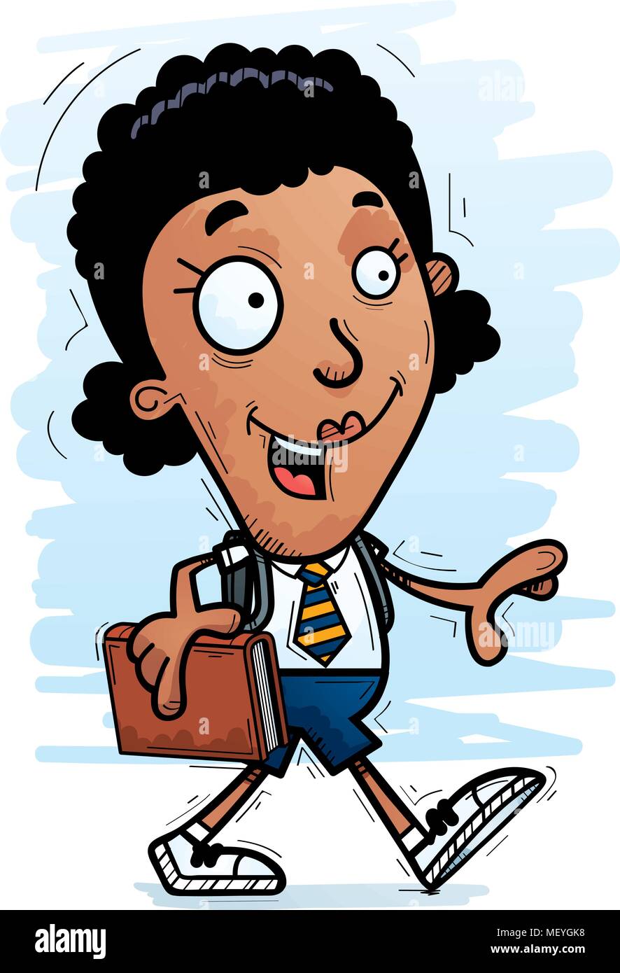 A cartoon illustration of a black woman student walking Stock Vector ...