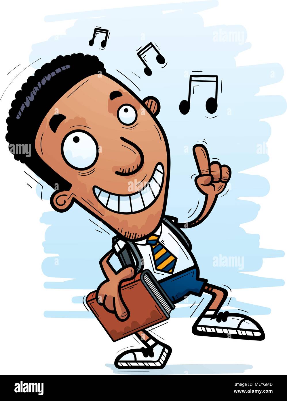 A cartoon illustration of a black man student dancing Stock Vector ...