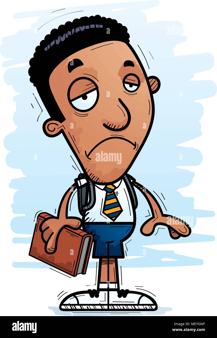 A cartoon illustration of a black man student looking sad Stock Vector ...