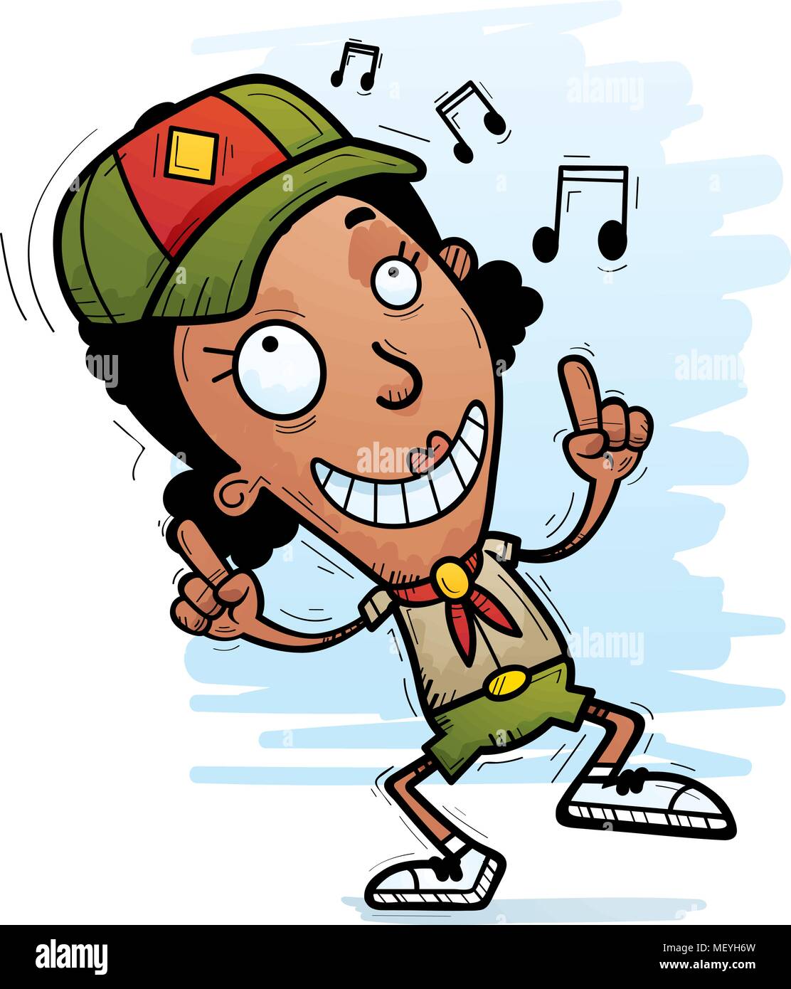 A cartoon illustration of a black woman scout dancing Stock Vector ...