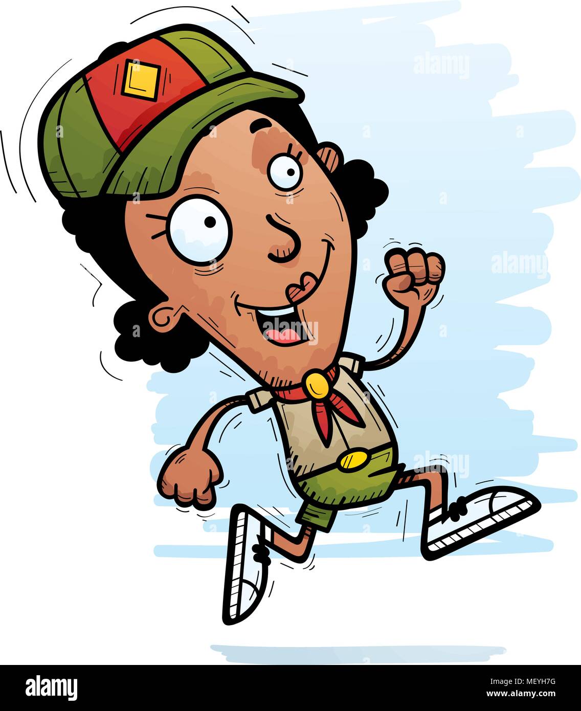 A cartoon illustration of a black woman scout running Stock Vector ...
