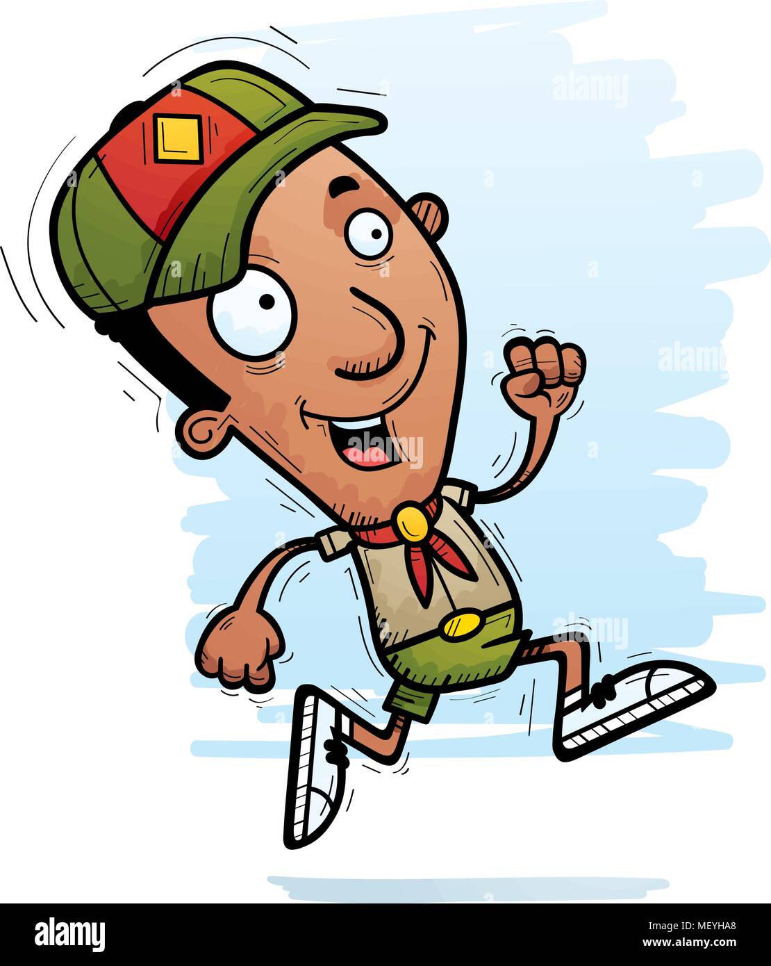 A cartoon illustration of a black man scout running Stock Vector Image ...