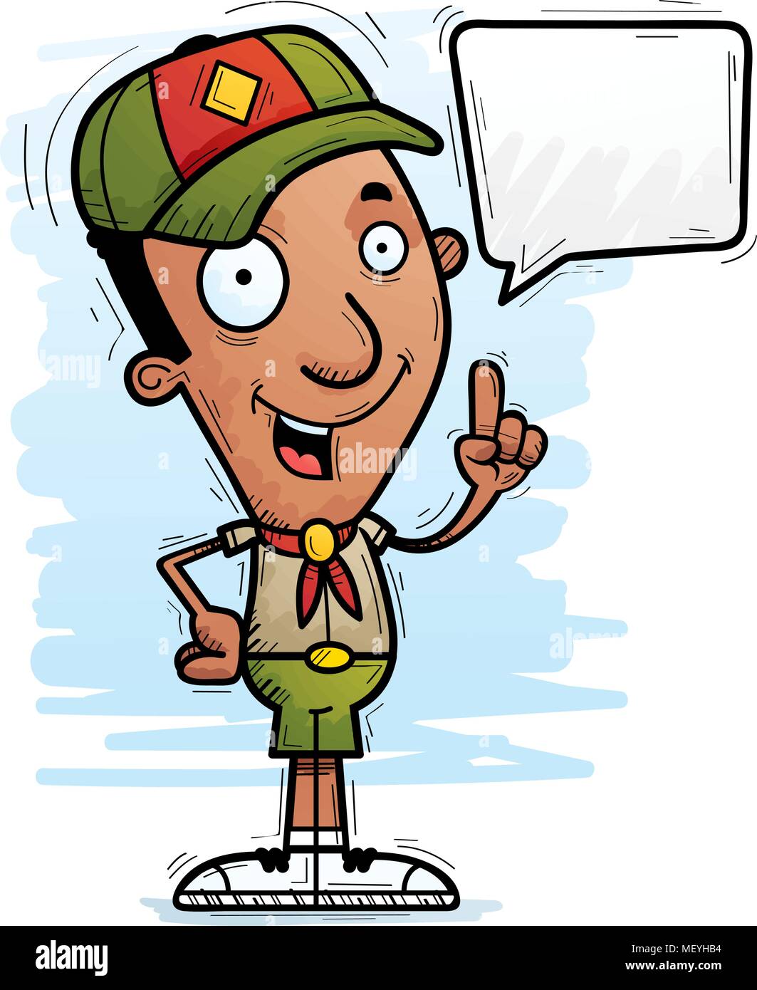 A cartoon illustration of a black man scout talking Stock Vector Image ...