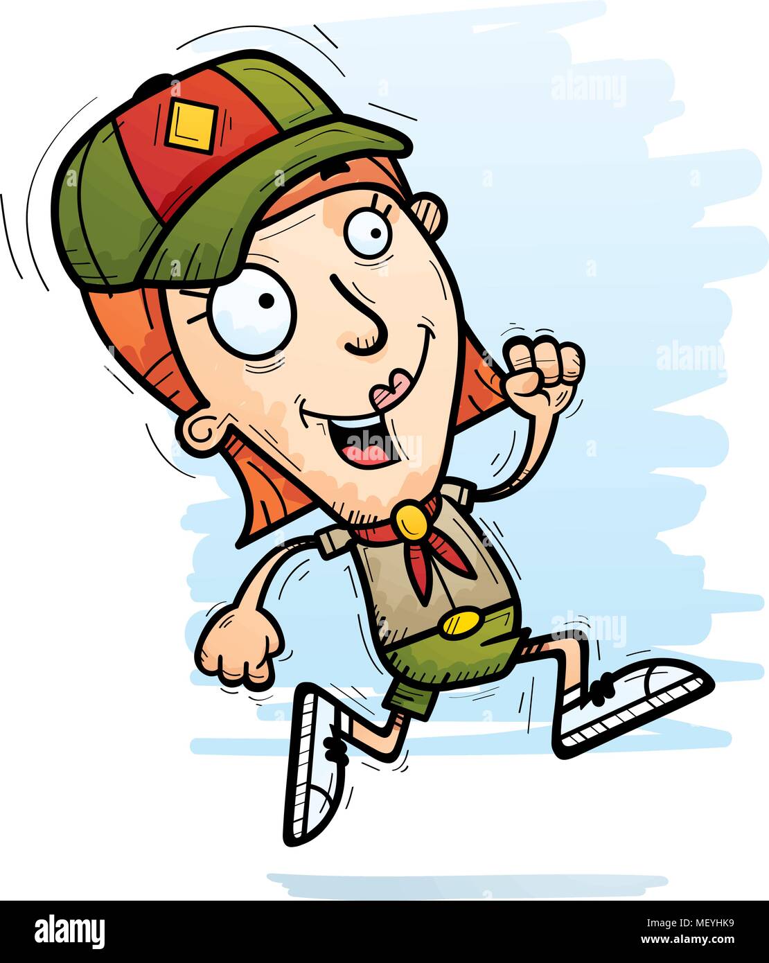 A cartoon illustration of a woman scout running Stock Vector Image ...