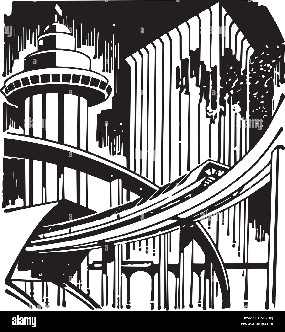 Future City Skyline Drawing