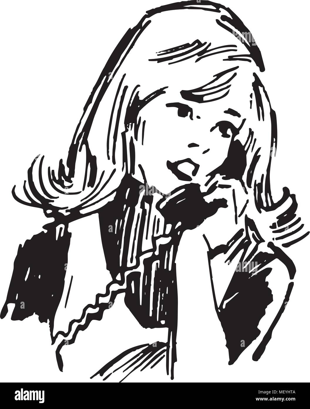 Gal On The Phone Retro Clipart Illustration Stock Vector Image And Art