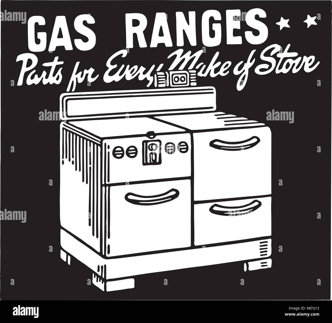 Gas Ranges - Retro Ad Art Banner Stock Vector Image & Art - Alamy