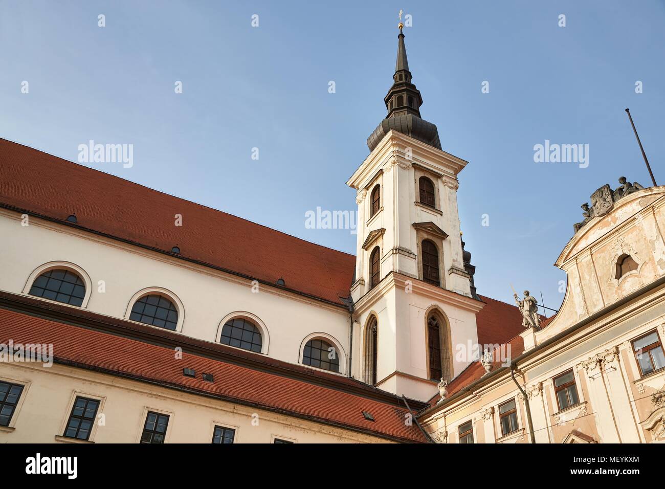 Church tower in a town Stock Photo - Alamy