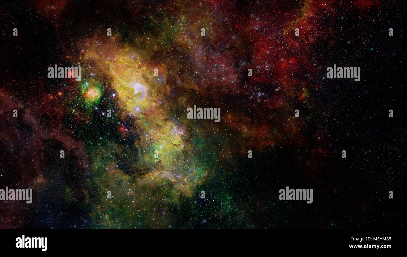 Abstract bright colorful universe. Nebula night starry sky in rainbow ...