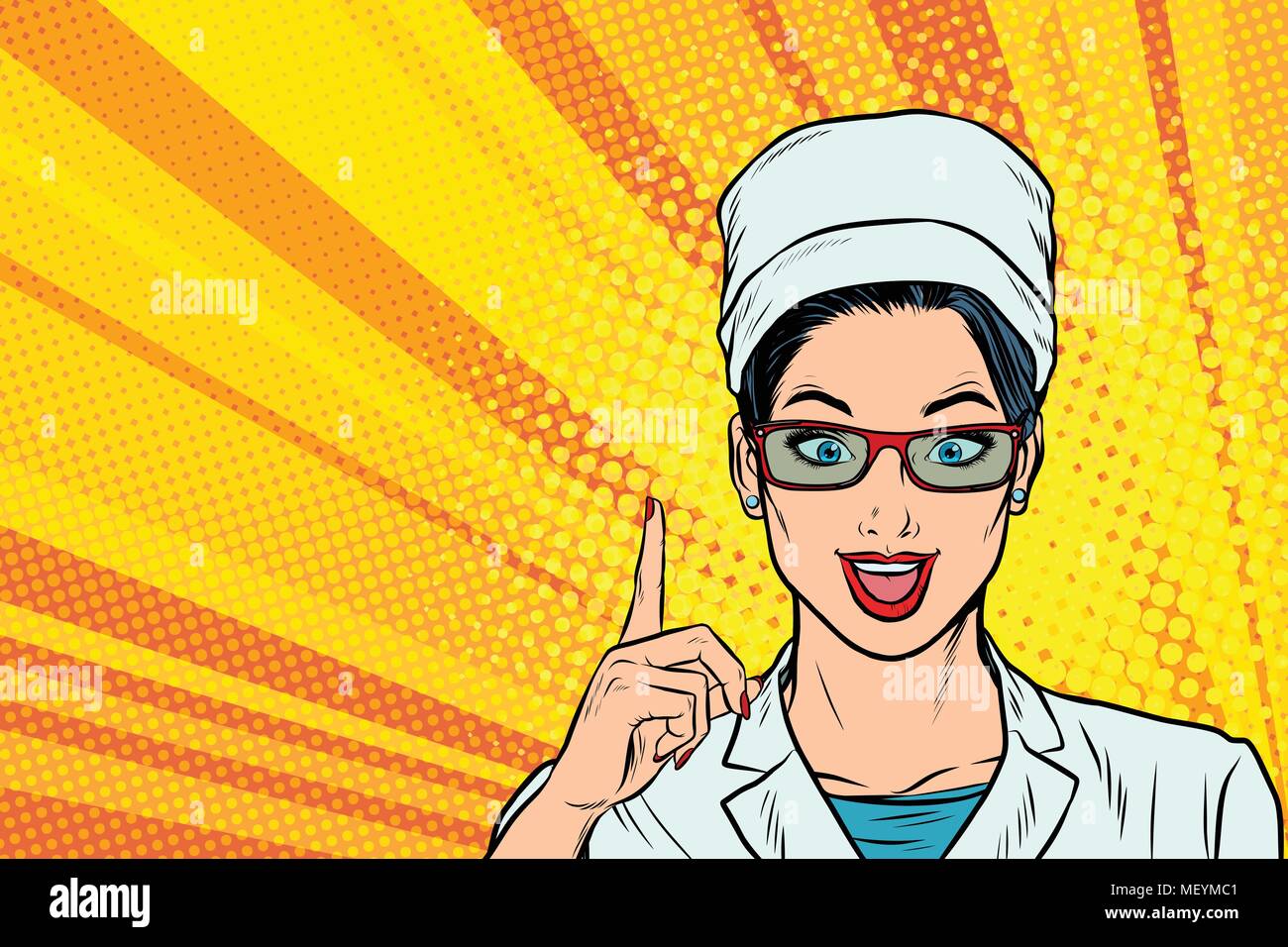 Female doctor pointing up gesture Stock Vector Image & Art - Alamy
