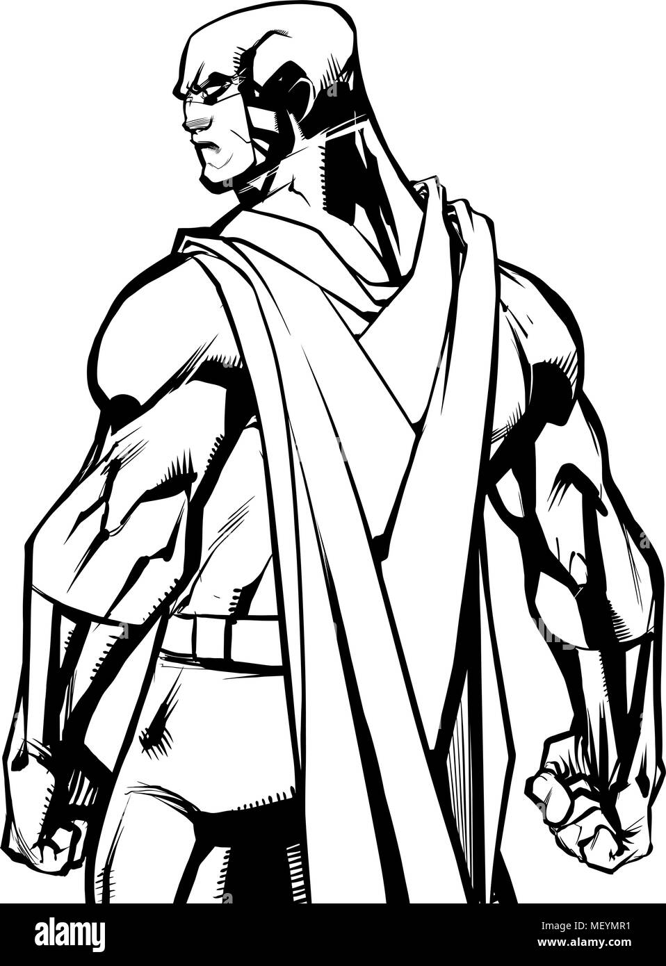 Superhero Back Battle Mode Line Art Stock Vector Image & Art - Alamy