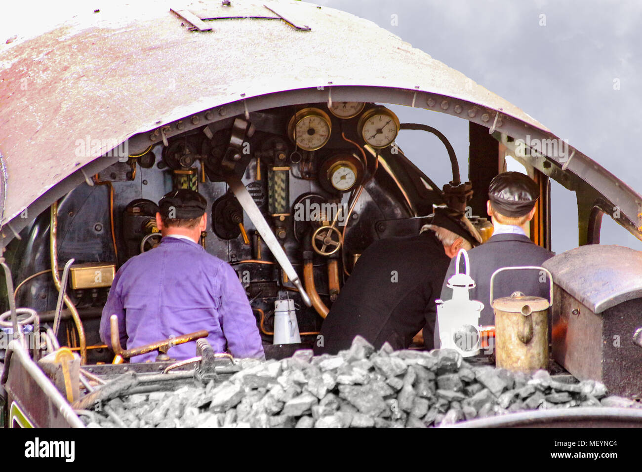 Steam Train station and 1940 cycle and staiion appearance Stock Photo ...