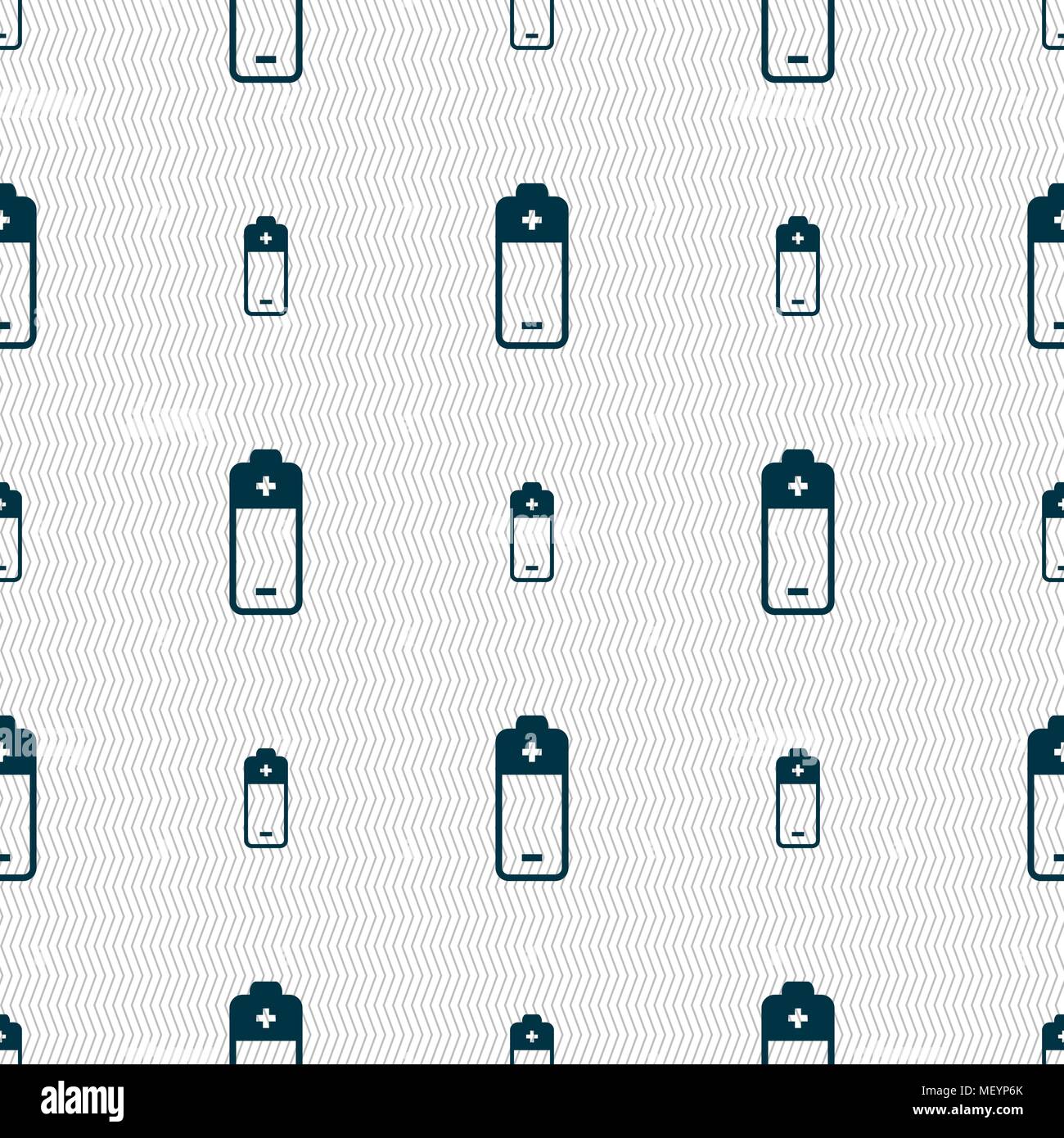 battery icon sign. Seamless pattern with geometric texture. Vector ...