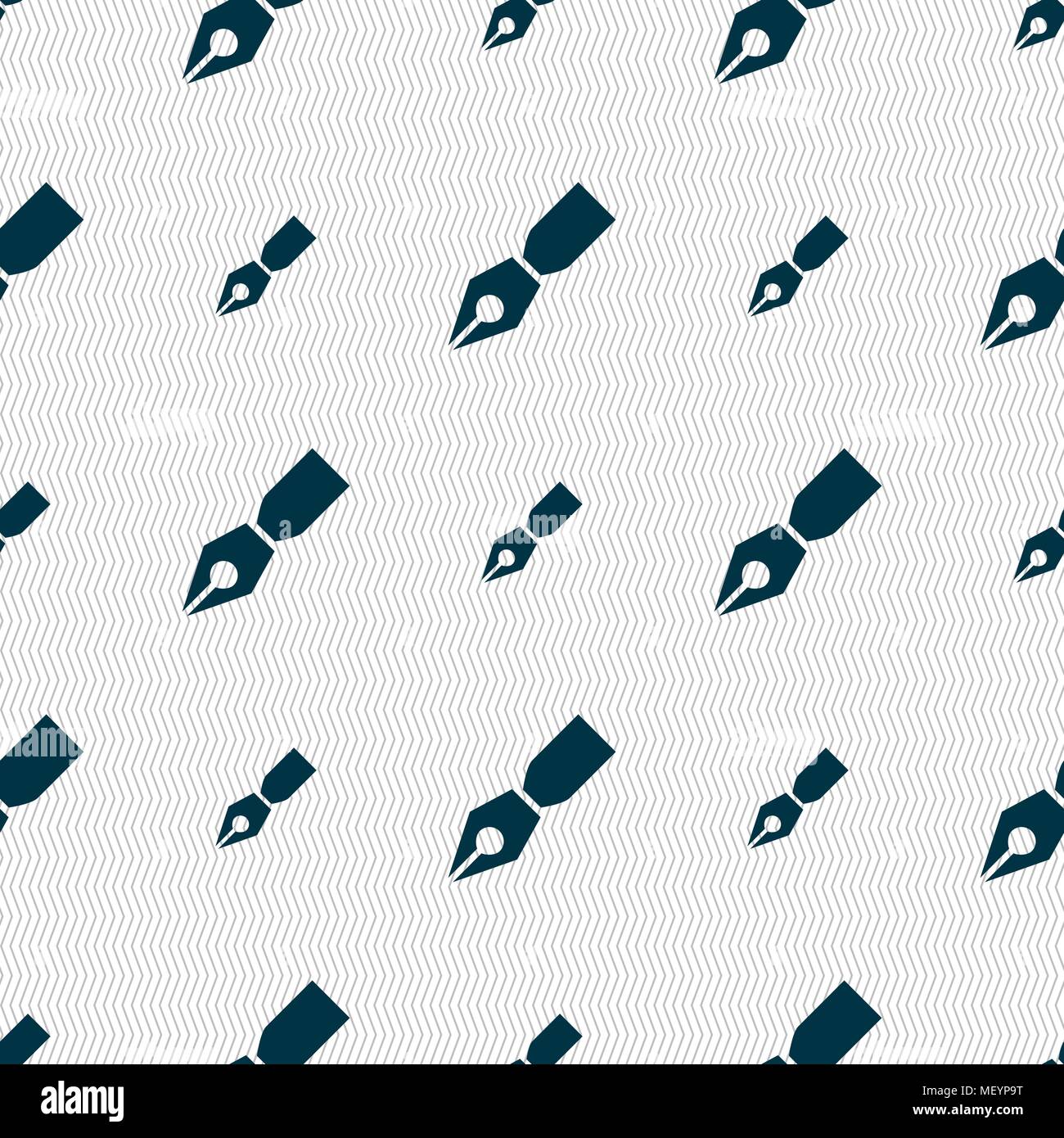 Pen icon sign. Seamless pattern with geometric texture. Vector ...