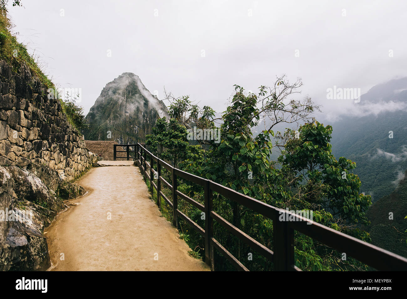 Path to the Machu Picchu Inca citadel in Peru Stock Photo - Alamy